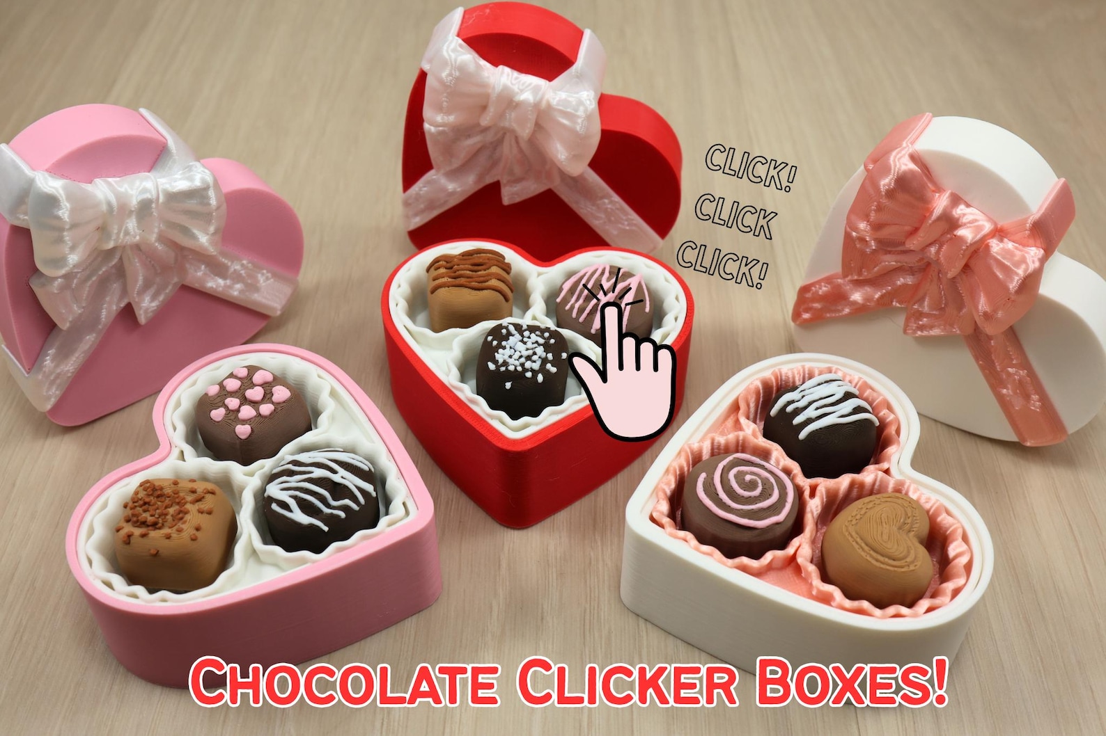 3D Printed Valentine's Day Sweetheart Heart Boxes With Chocolate ...