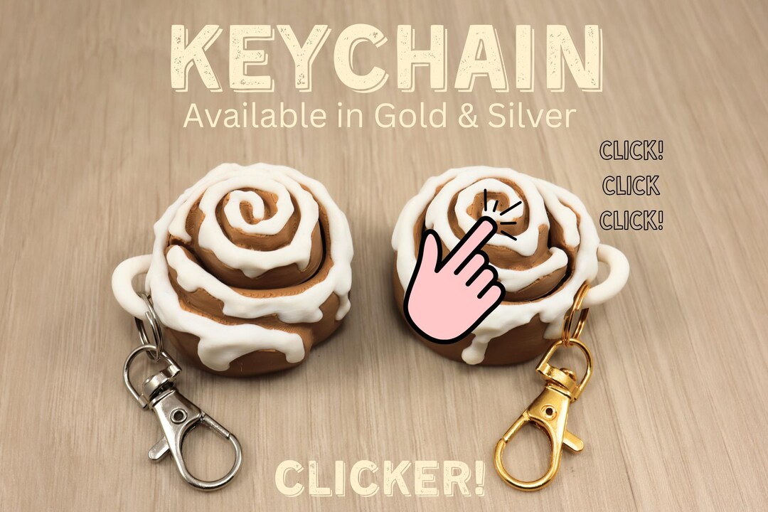 3D Printed Cinnamon Roll Clicker Fidget Toy Keychain - Etsy