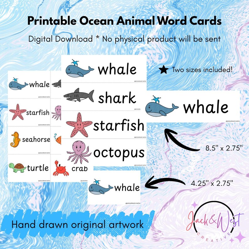 Ocean Animal Word Cards | Printable Vocabulary Cards | Classroom ...