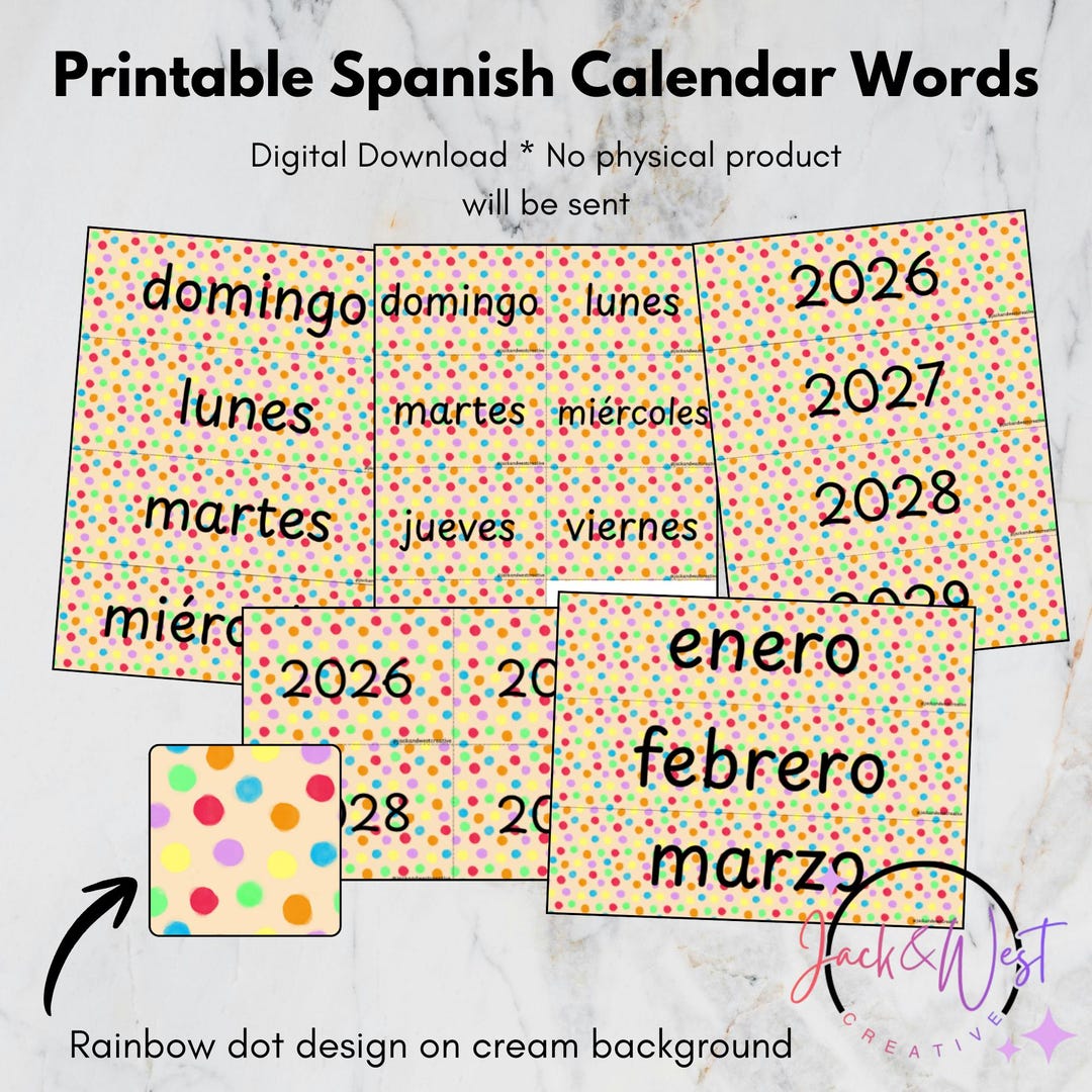 Spanish Classroom Calendar | Bilingual Days & Months Printable (PDF ...