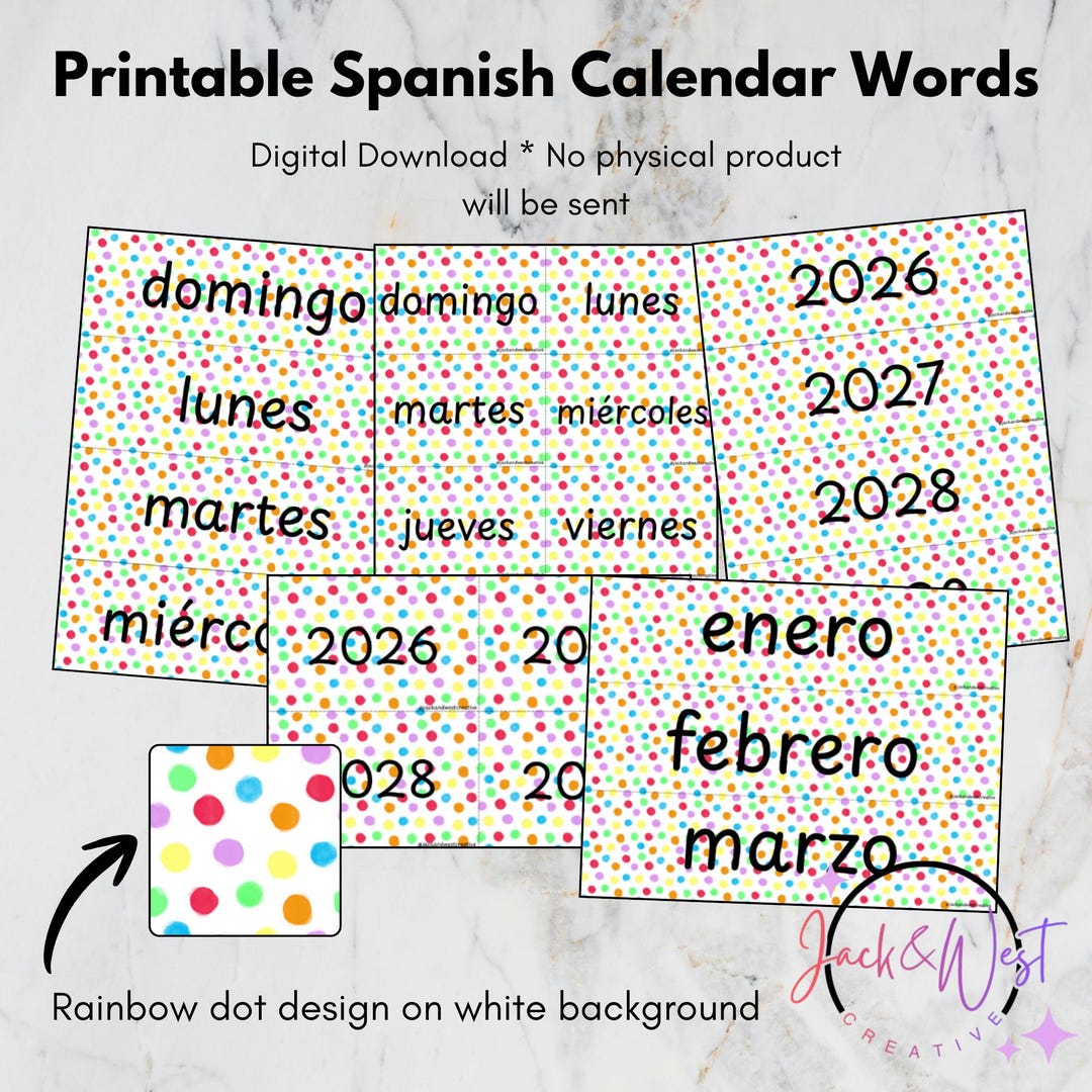 Spanish Classroom Calendar | Printable Days, Months, Years (digital ...
