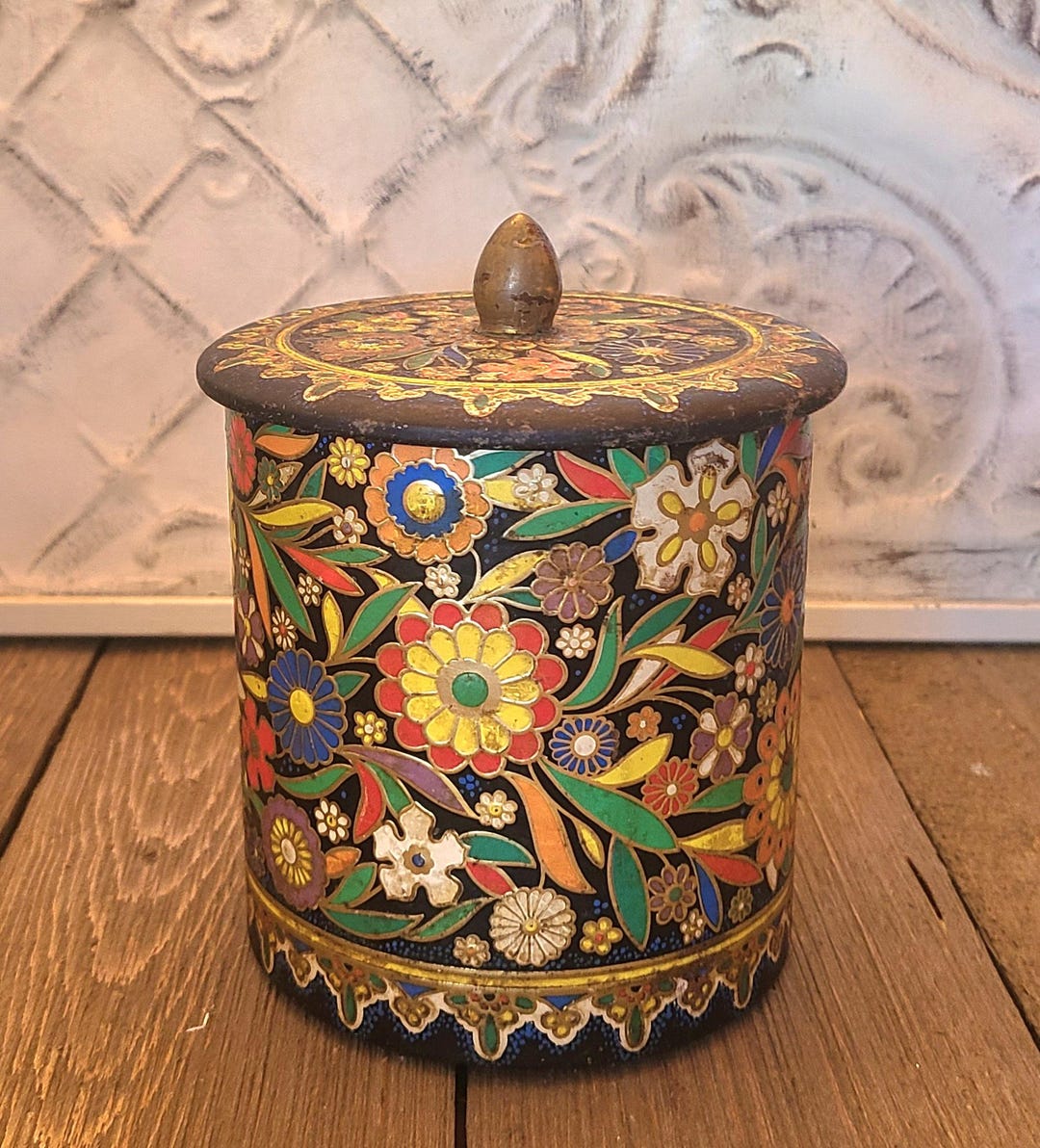 Vintage Flowered Embossed Tin. Made in Holland. - Etsy