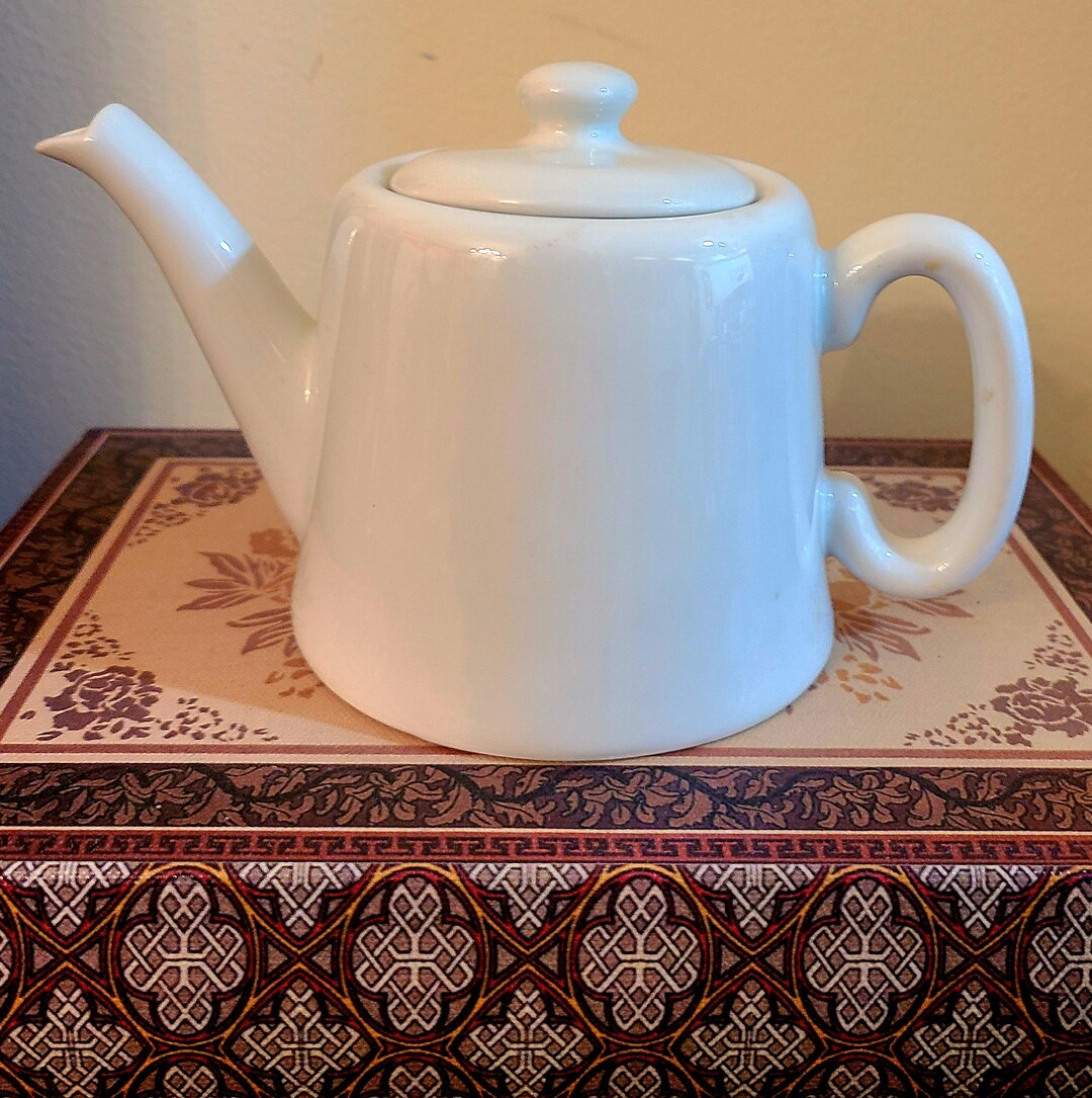 Vintage White French Tea Pot . - Etsy