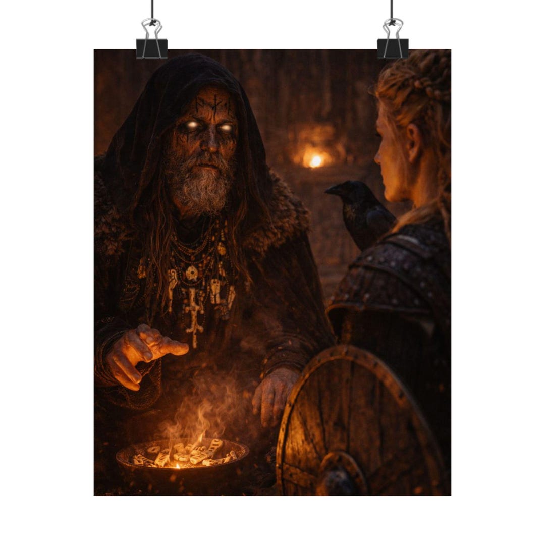 Dark Seer Sorcerer Poster | Matte Vertical Poster, Viking Raven Ritual ...