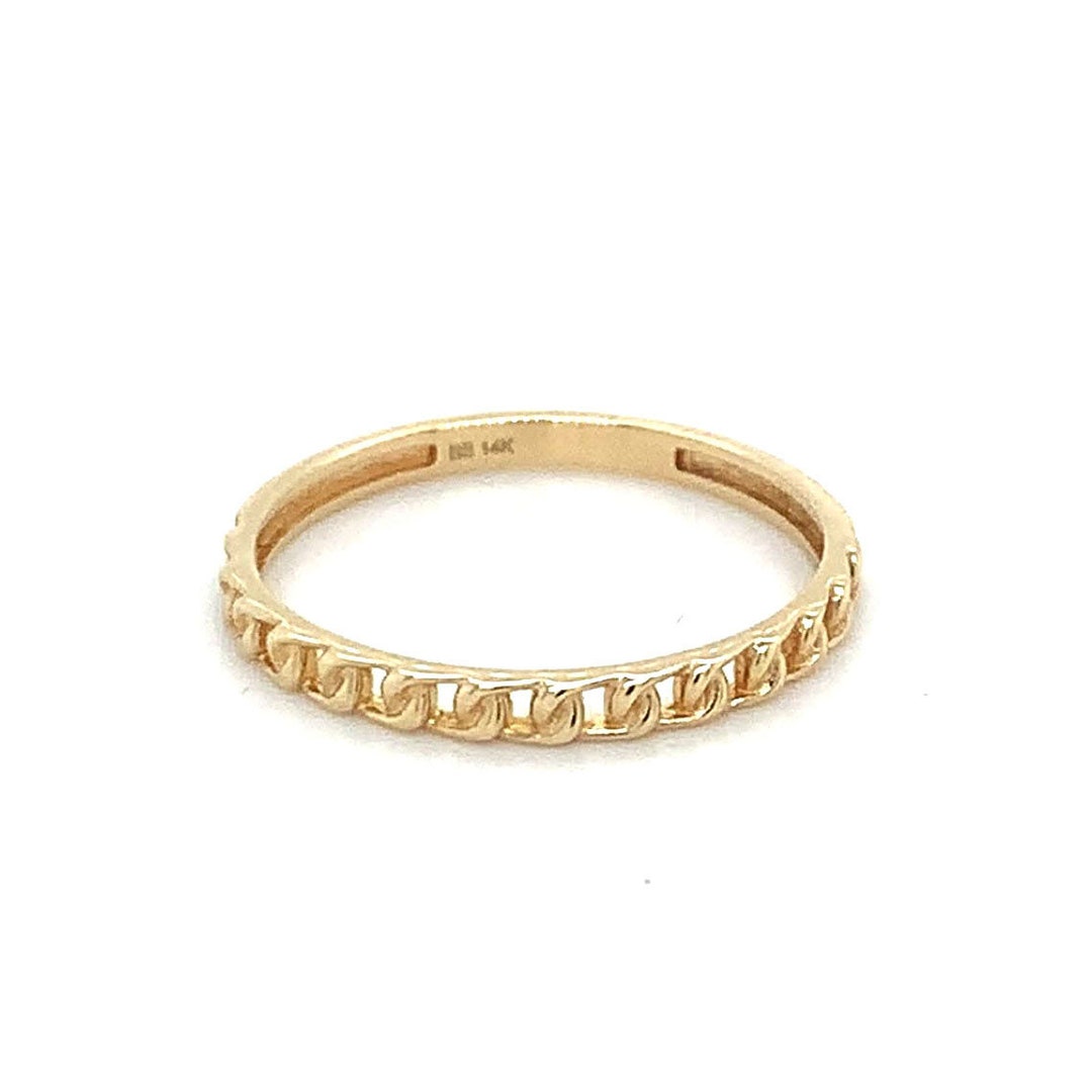 Solid Chain Chelsea 14kt Gold Band. Real Gold. Chain Ring. - Etsy