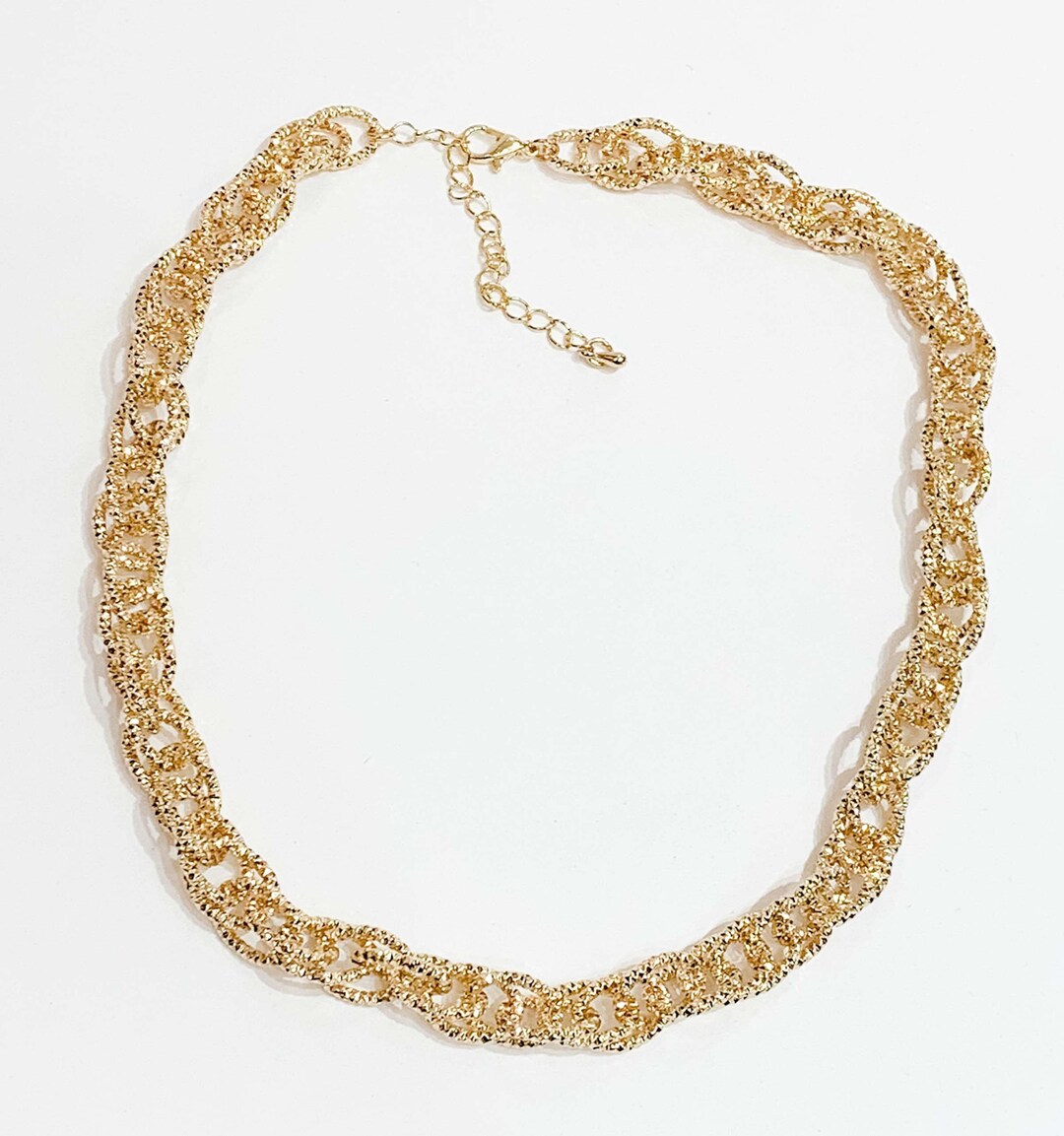 Textured Rope Chain Choker Necklace - Gold Plated - Etsy