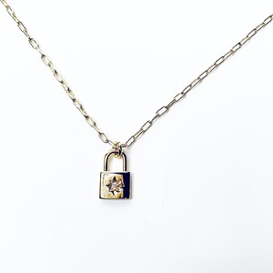 Crystal Lock Charm Necklace. Delicate Necklace. Stacking. Layering ...