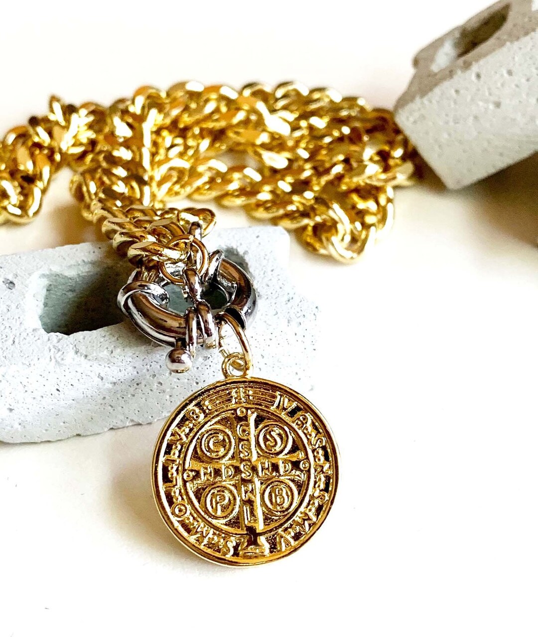 St. Benedict Medal Coin Necklace. Coin Pendant. Protection Pendant ...