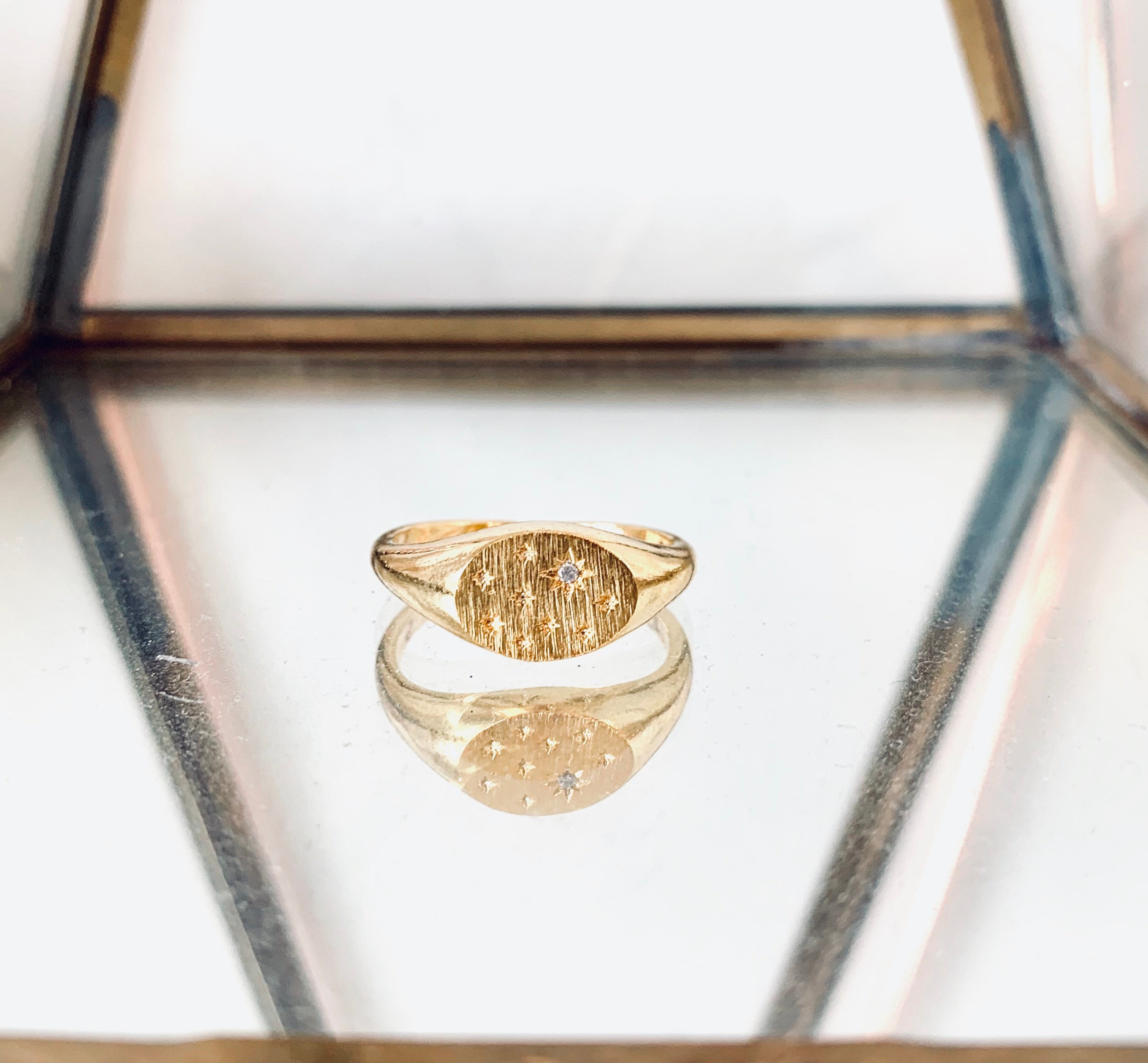 Saturn Stars Mini Signet Ring. Solar System Ring . Stars and - Etsy