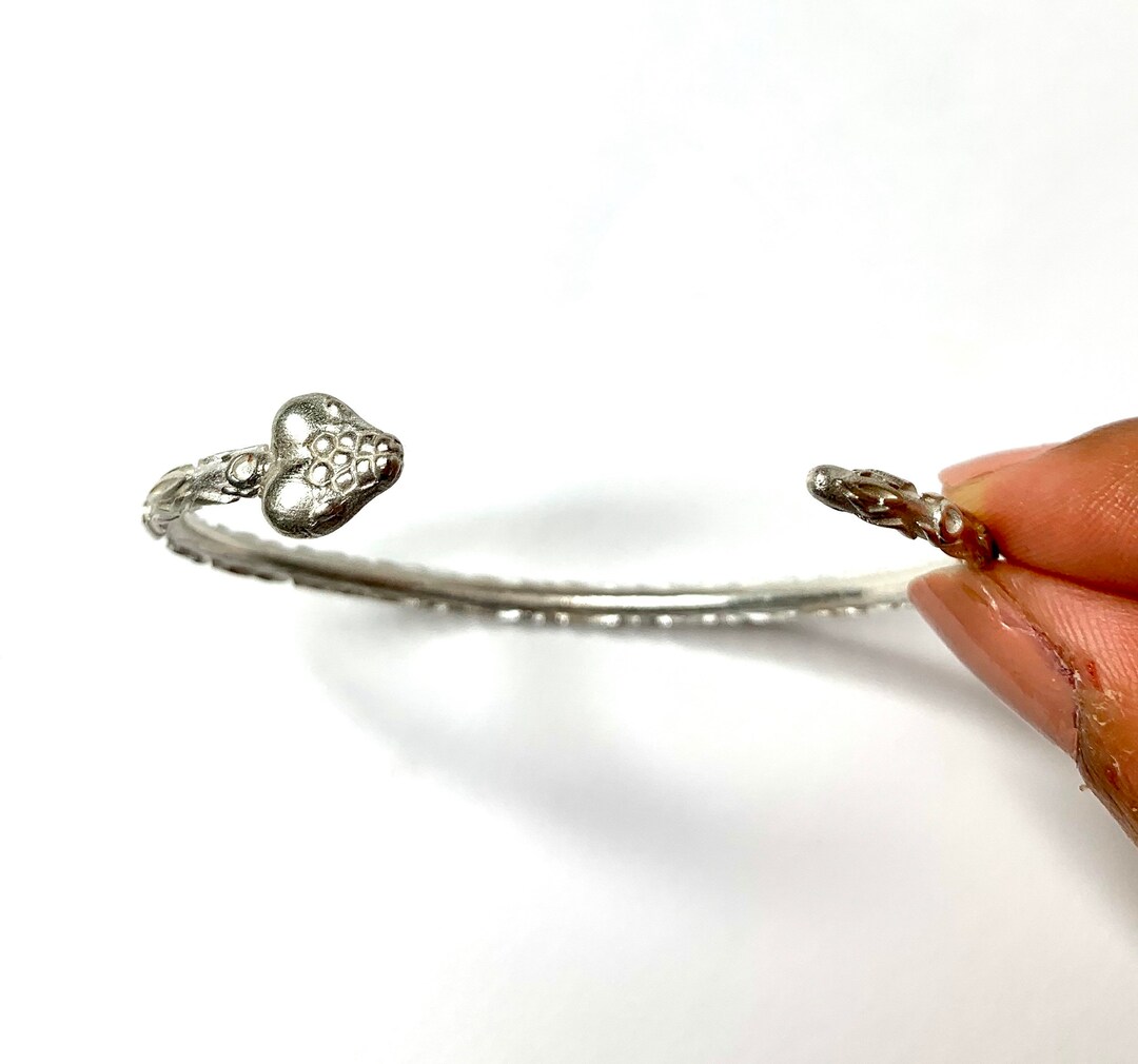 Hand Carved Sterling Silver Snake Bangle: Textured Stacking Bracelet - Etsy