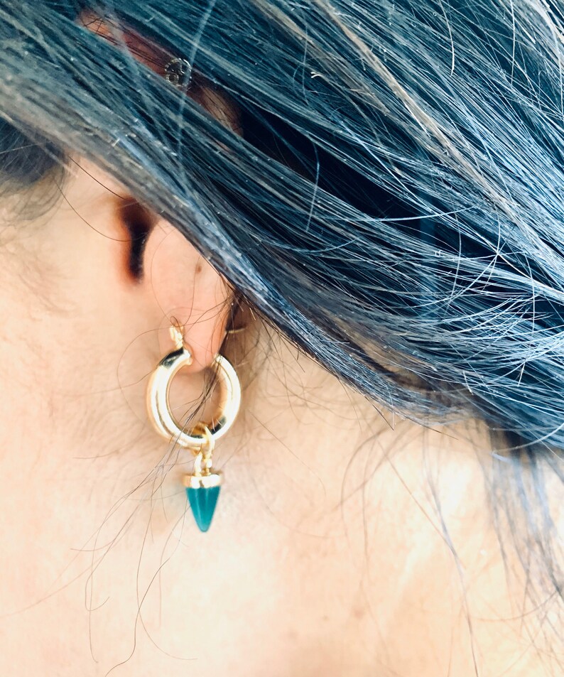 Semi Precious Stone Hoop Earrings: Aventurine, Quartz - Etsy