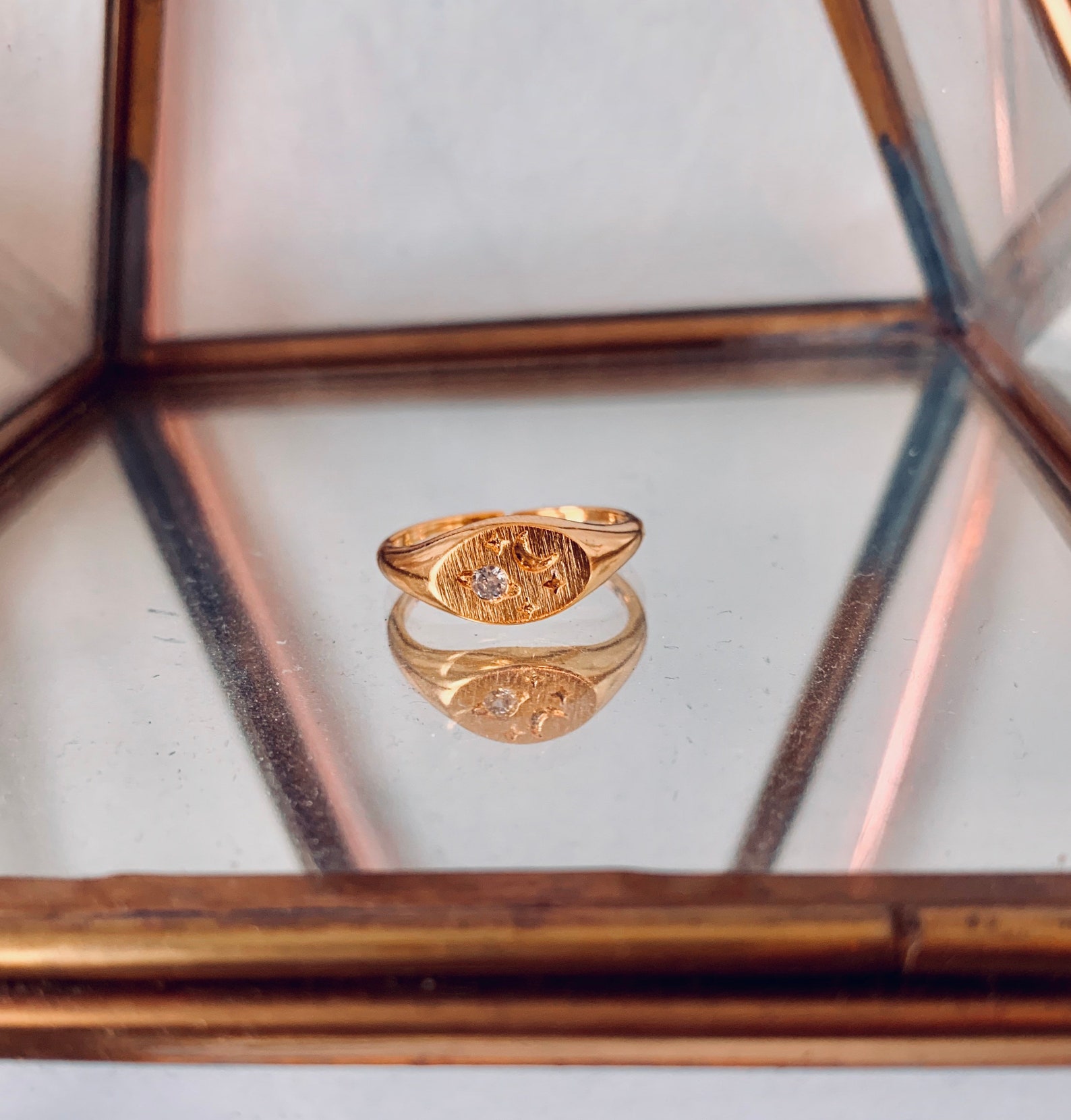 Saturn Stars Mini Signet Ring. Solar System Ring . Stars and - Etsy