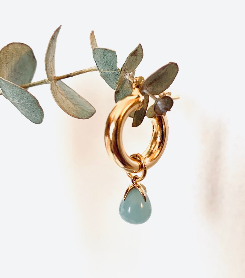 Semi Precious Stone Hoop Earrings: Aventurine, Quartz - Etsy