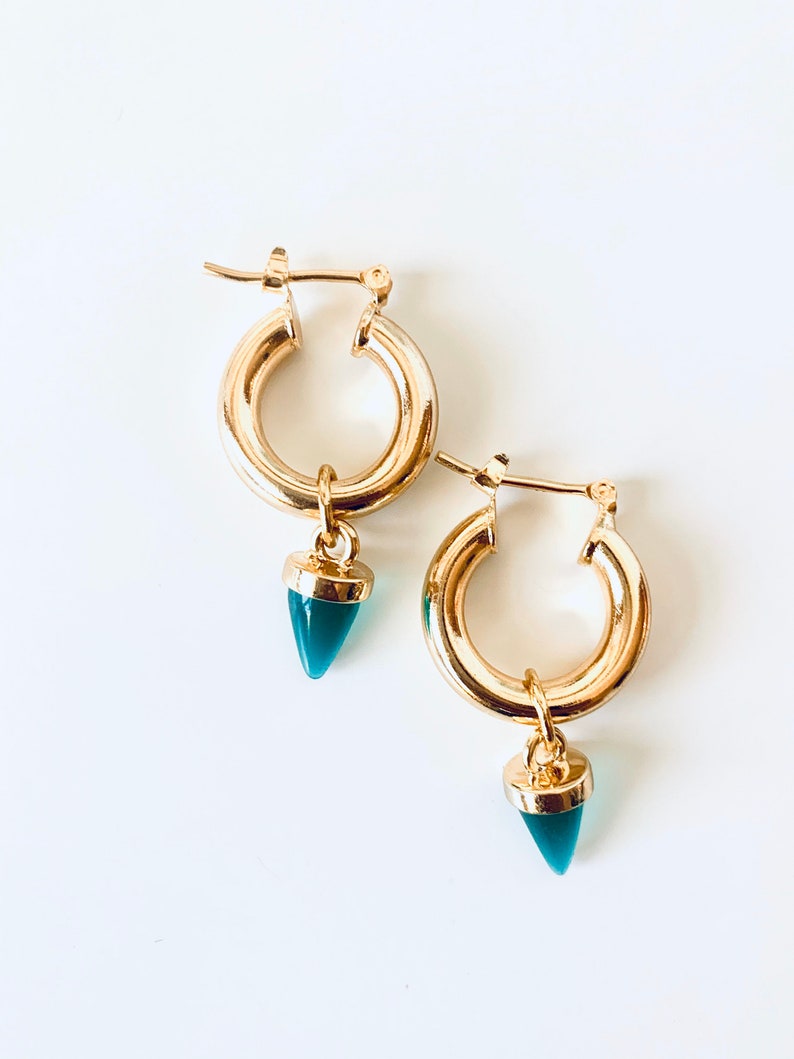 Semi Precious Stone Hoop Earrings: Aventurine, Quartz - Etsy