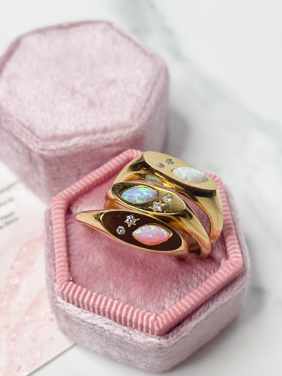 Saturn Signet Stack Rings. Solar System Charm Rings. Stars and Moon ...