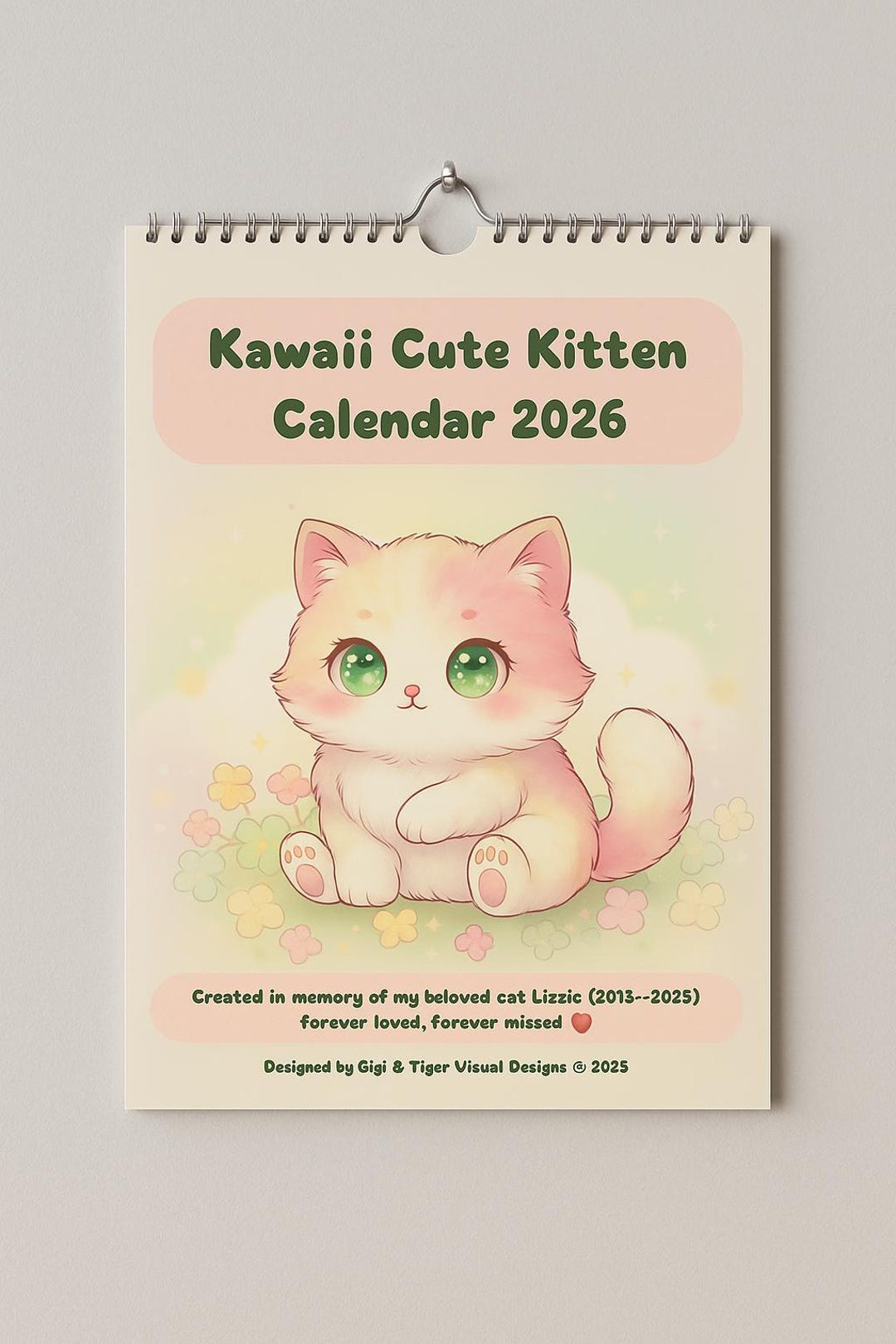 Kitten Calendar 2026 – A4 Printable – Kawaii Cat Wall Calendar ...