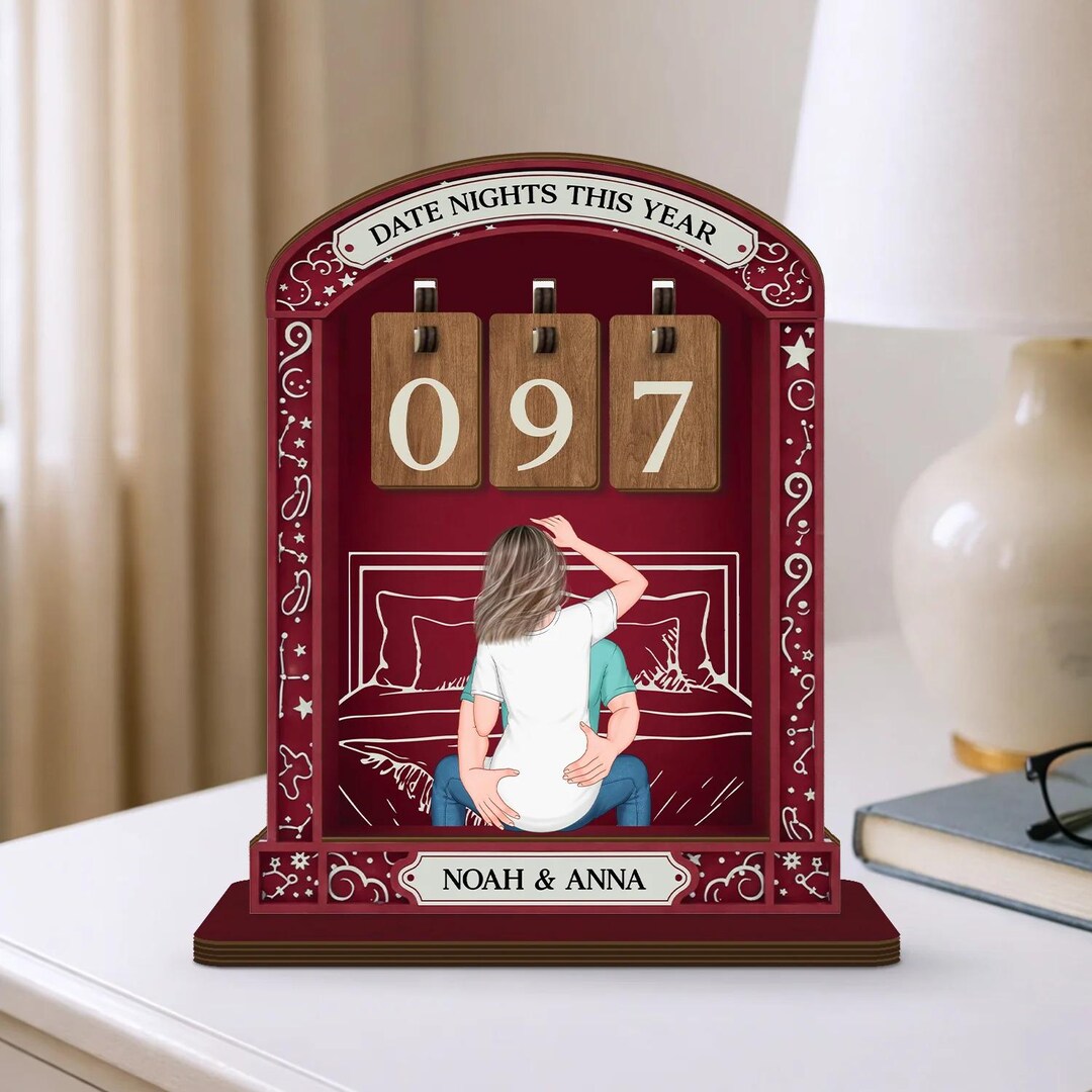 Custom Date Night Tracker Sign With Flat Base, Couple Gift, Romantic ...