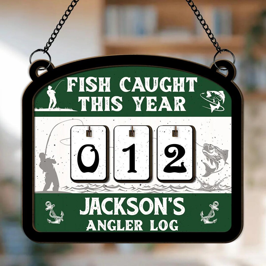 Custom Fishing Tracker Sign, Angler Log Fish Caught This Year Plaque ...