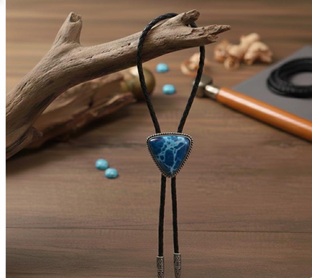Western Bolo Tie – Leather Cowboy Necktie With Triangle Pendant - Etsy