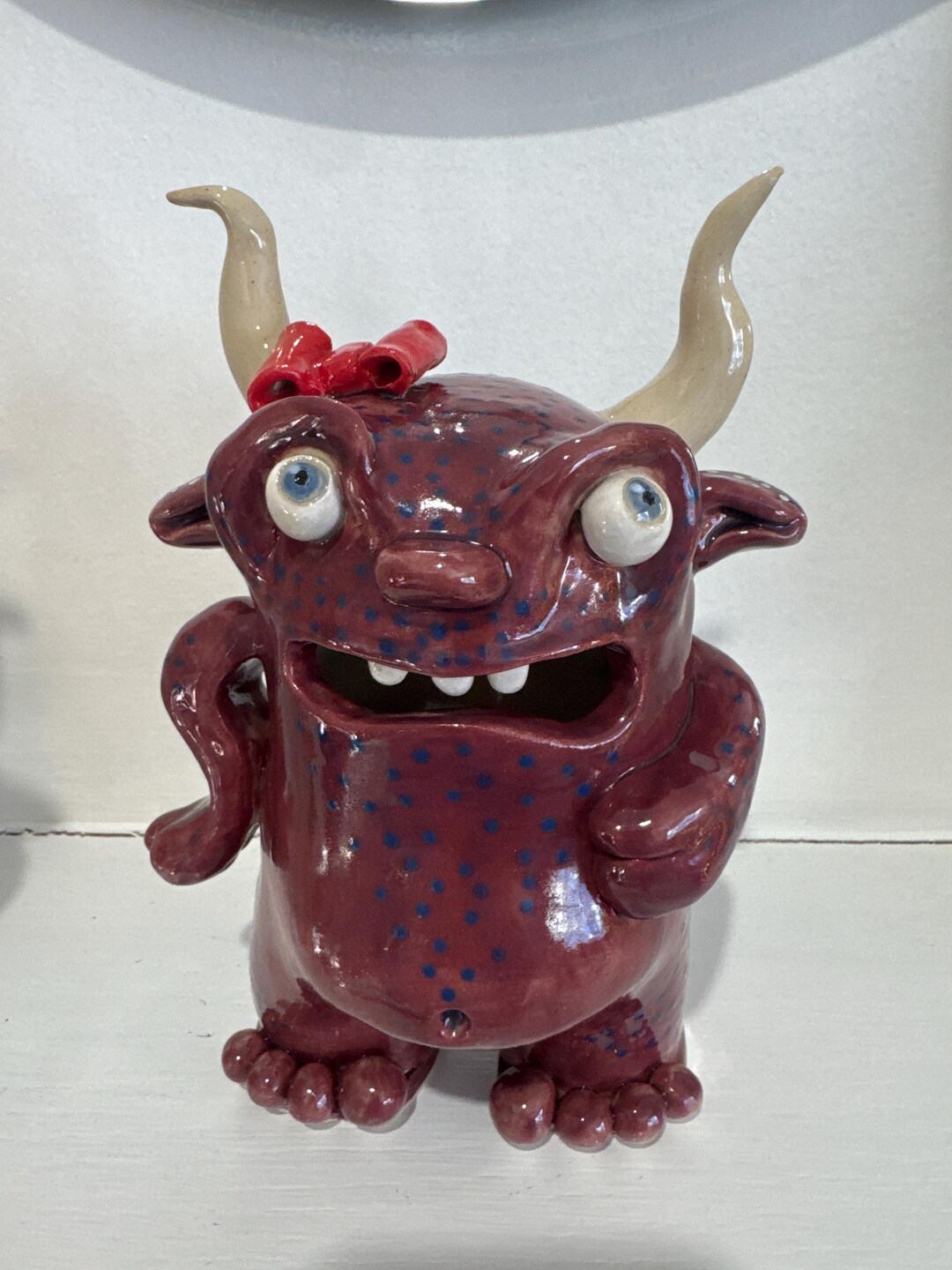 Handmade Ceramic Monster Figurine - Unique Pottery Statue, Sassy Wine ...