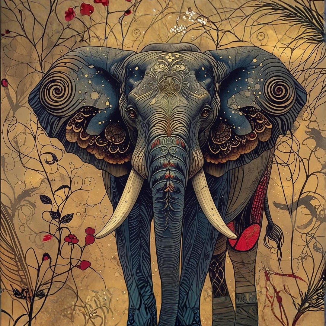 A Majestic Elephant With Richly Detailed, Textured, and Vibrantly ...