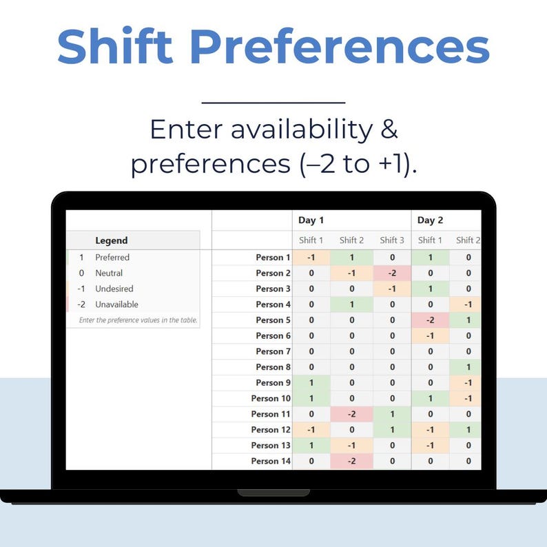 Custom Employee Schedule Generator | Optimized Staff Roster Created for You | Excel Workforce ...