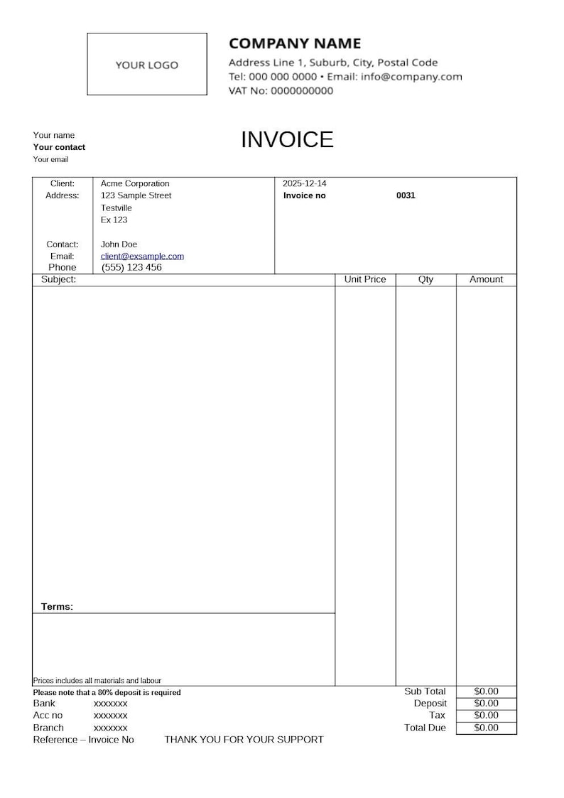 Invoice Template for Libreoffice Calc | Automatic Tax Calculator | Business Invoice | Digital ...