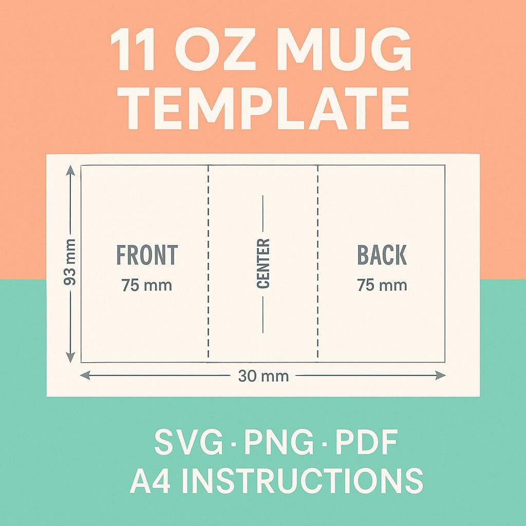11 Oz Mug Design Template | Ready for Printing - Etsy