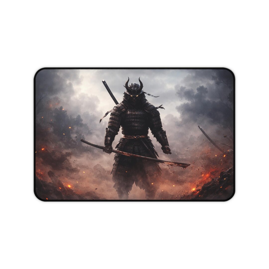 Samurai Shadow Desk Mat – Epic Warrior Desk Mat – Samurai Gaming Mouse ...