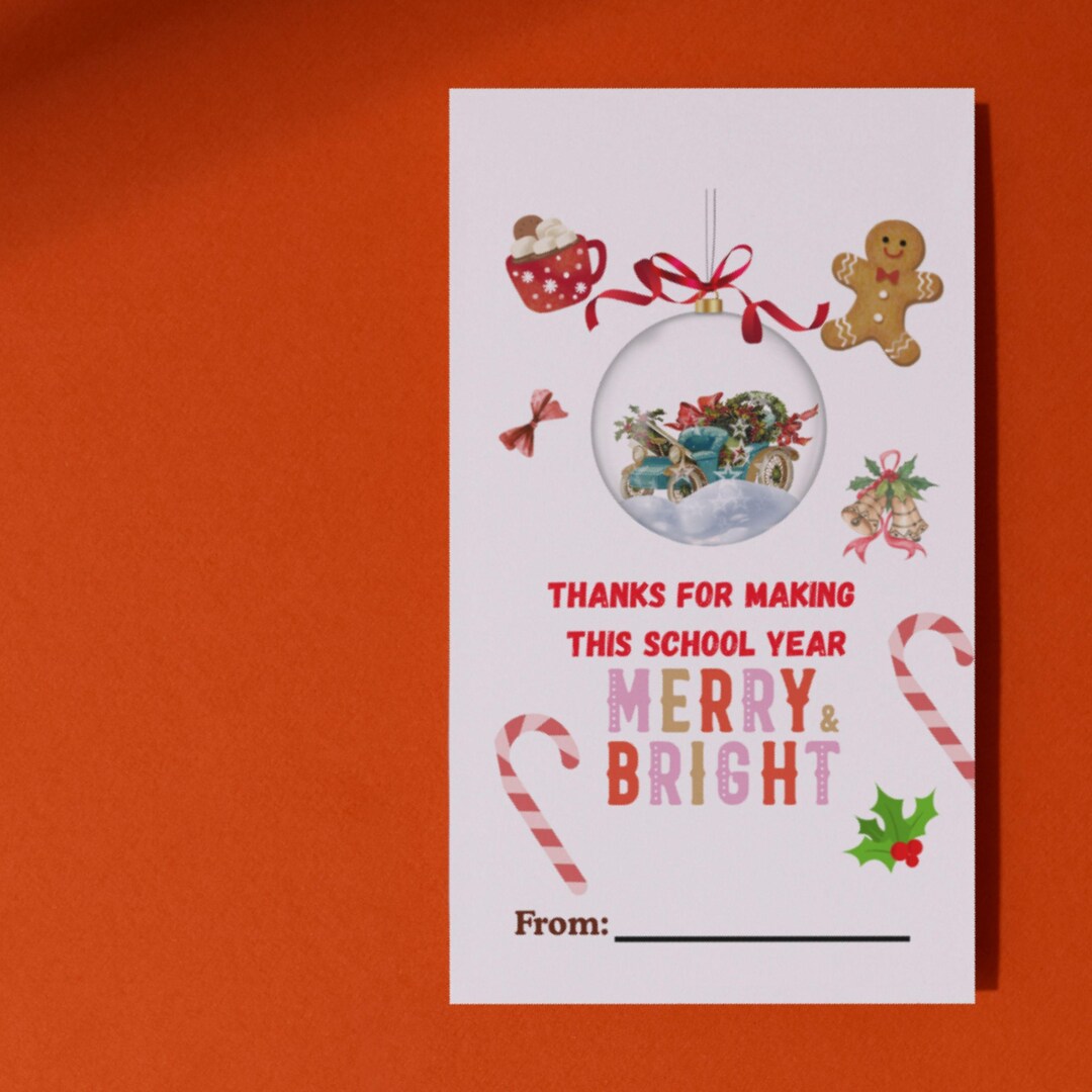 Christmas Gift Tag for School-merry and Bright (instant Digital ...