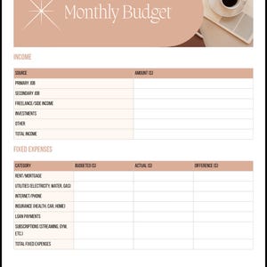 Monthly Budget Template - Digital Download - Printable PDF - Etsy