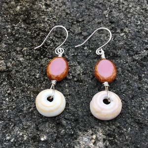 Hawaiian Puka Shell Coral Pink Picasso Czech Glass Bead - Etsy