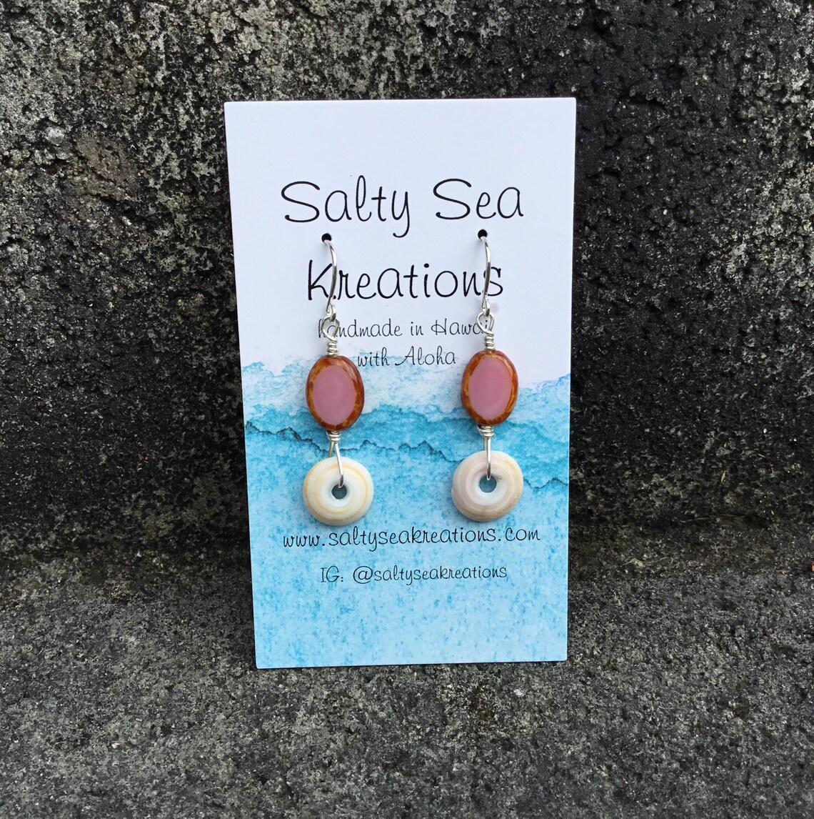 Hawaiian Puka Shell Coral Pink Picasso Czech Glass Bead - Etsy