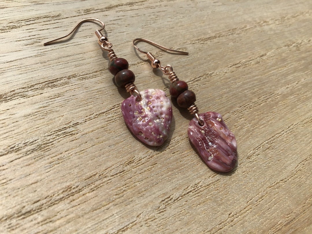 Hawaiian Shell, Jasper Gemstone, 14 K Gold Filled Wire Earrings - Etsy