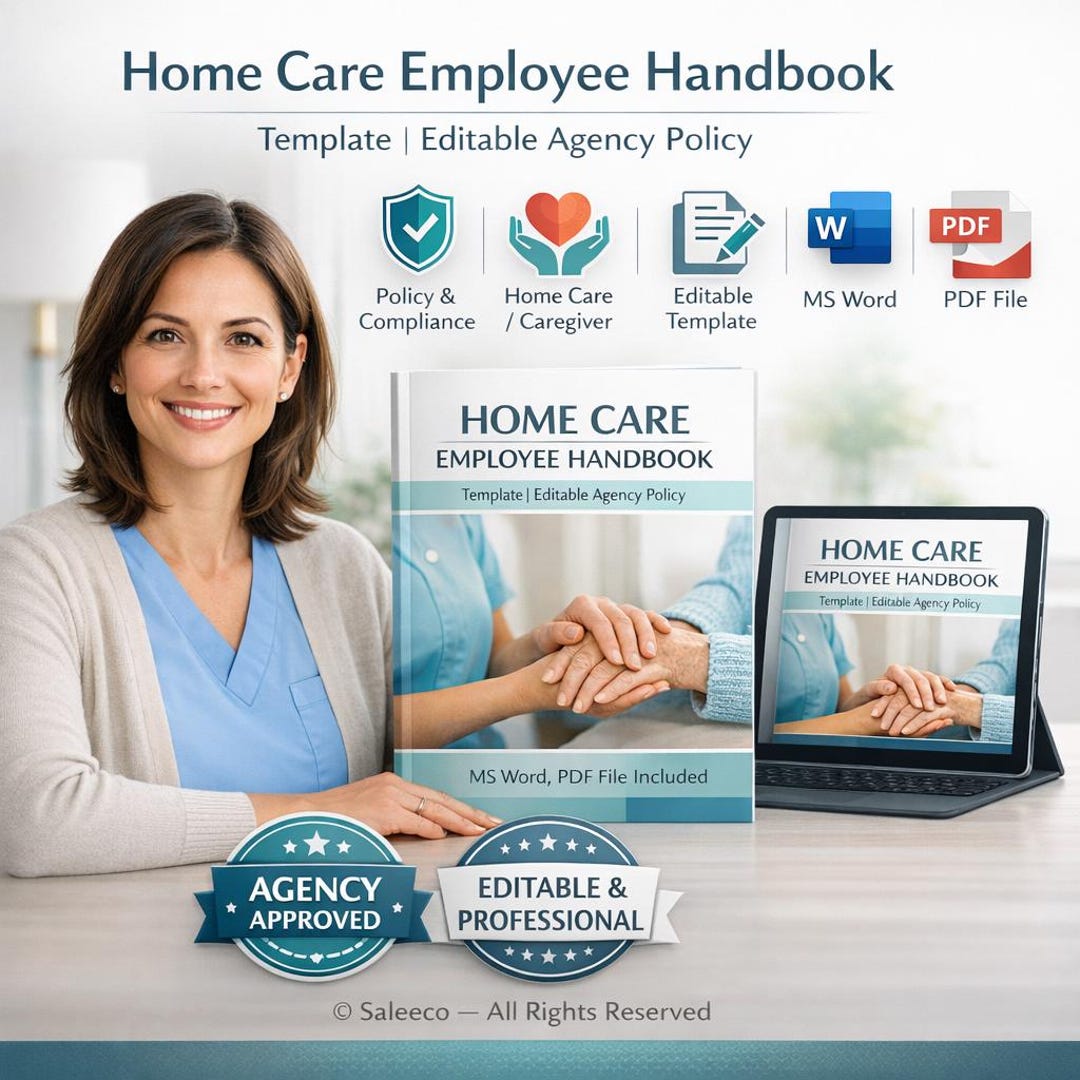 Home Care Employee Handbook Template | Editable Agency Policy Manual ...