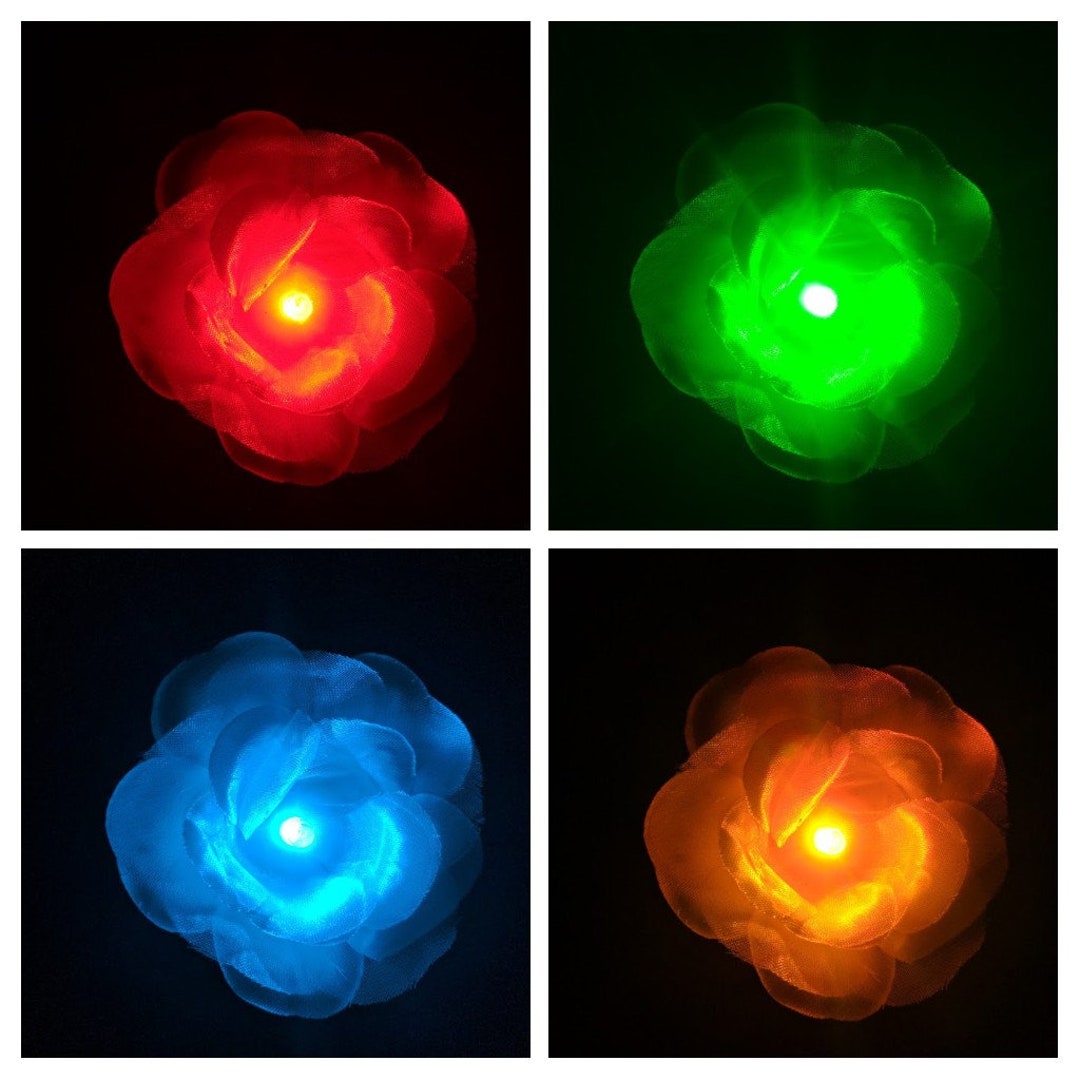 LED Flower Party Favor 50: Birthday Pins Lightup Flower Rainbow Glow in ...