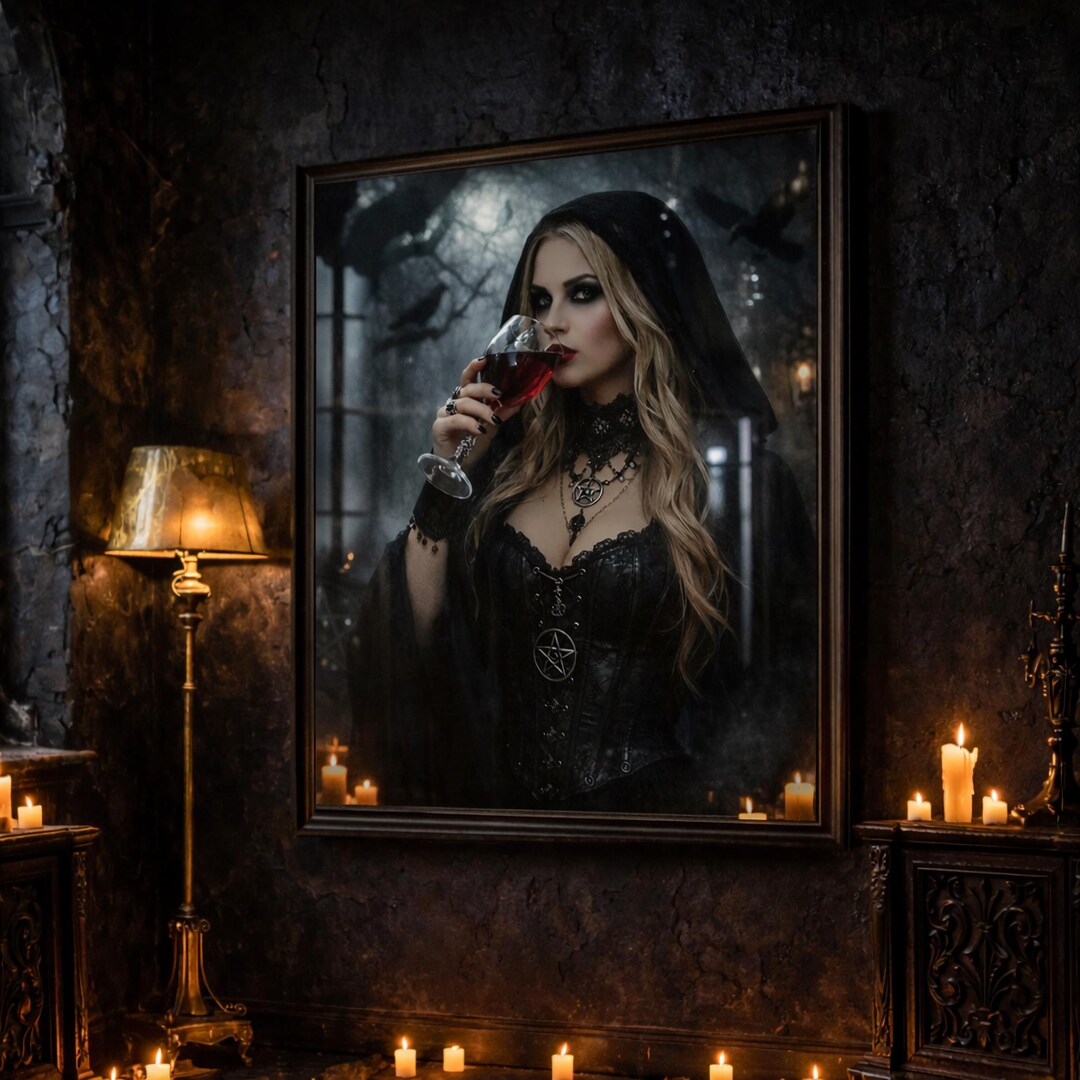 Gothic Woman Wall Art Printable | Dark Ritual Portrait | Gothic ...