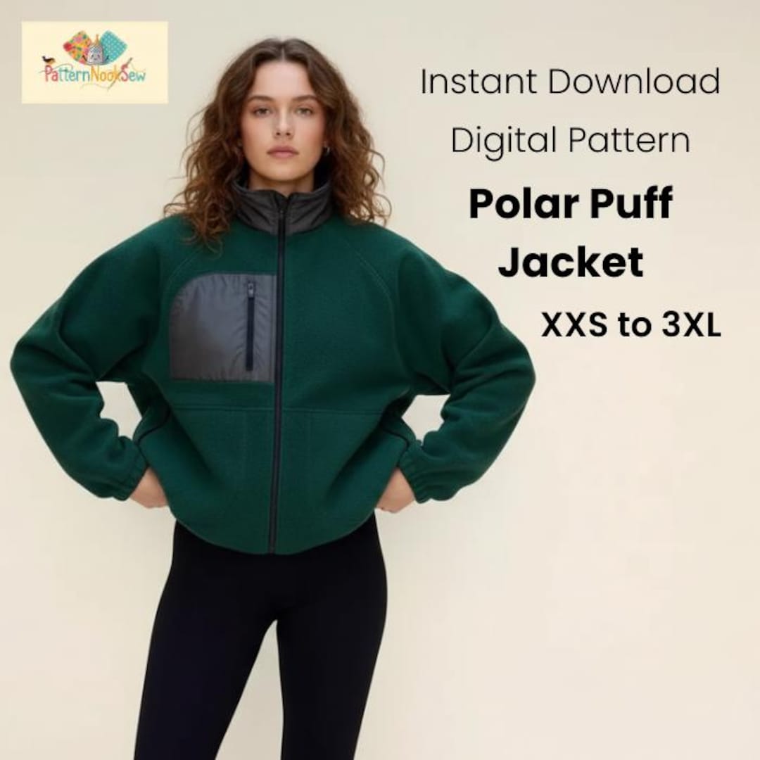 Polar Puff Jacket Sewing Pattern | PDF Puffer Jacket Pattern Women Men ...