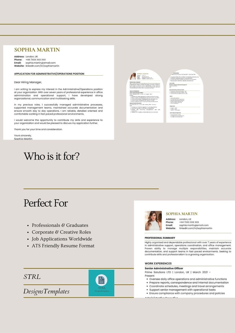 Simple White Resume Template | 2 Pages CV + Cover Letter | Professional ...
