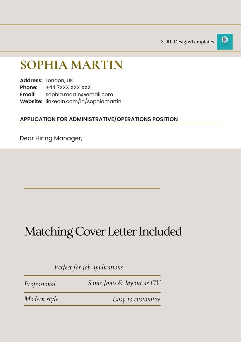 Simple White Resume Template | 2 Pages CV + Cover Letter | Professional ...