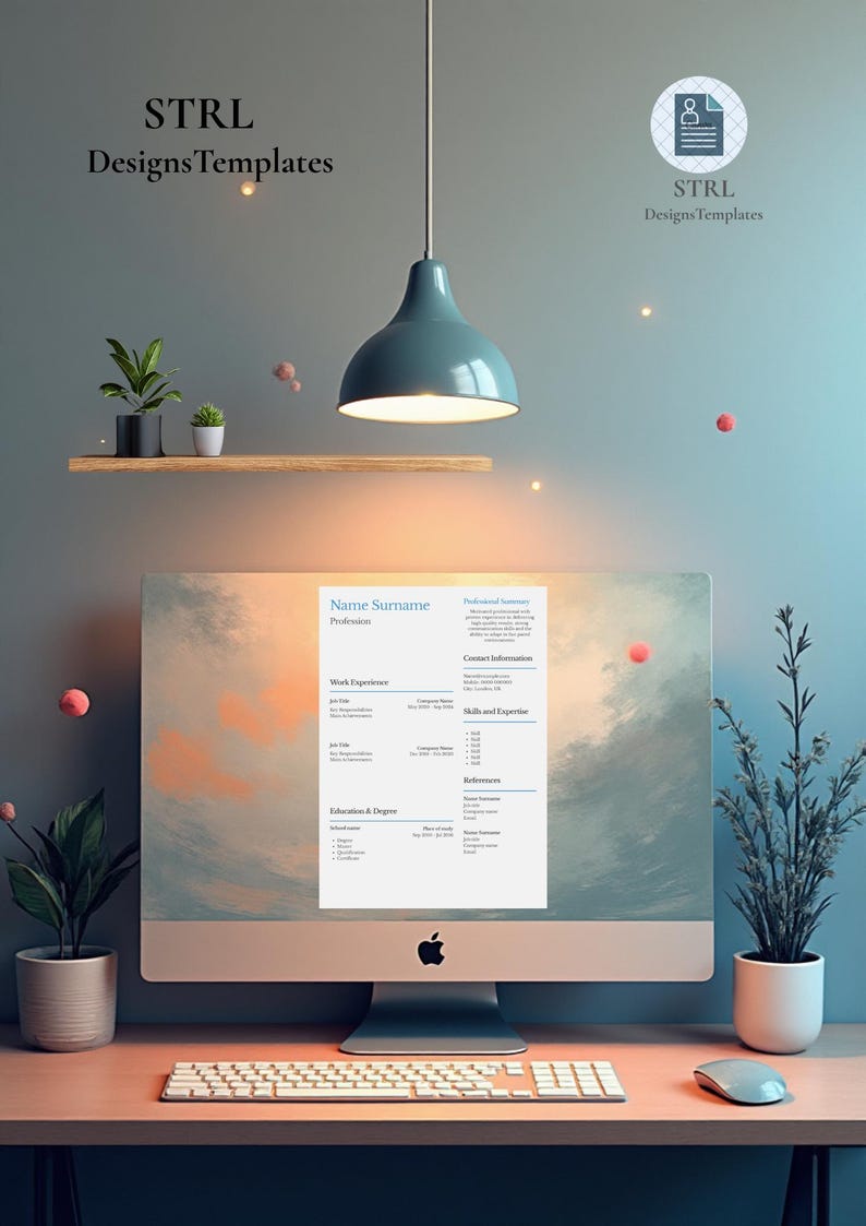 Modern Blue Resume Template - Etsy UK
