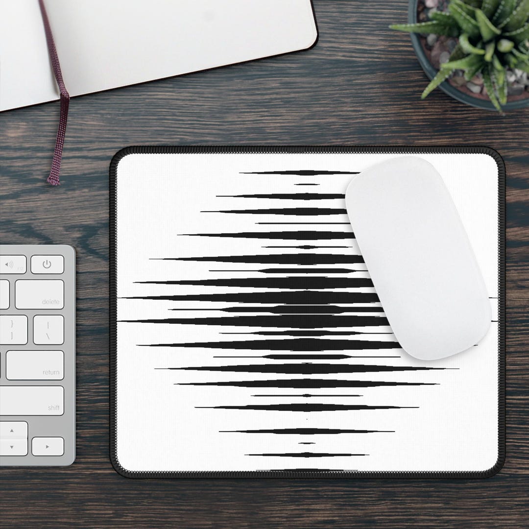 Black Soundwave Circle Gaming Mouse Pad | Minimalist Monochrome Desk ...