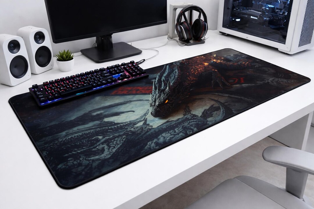 DND Desk Mat | Gothic Fantasy Dragon Mousepad | Dungeon Master Gift ...