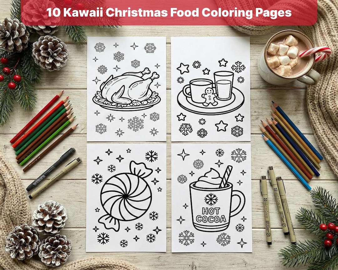 Holiday Food Coloring Pages Printable, Christmas Treats Coloring Book ...