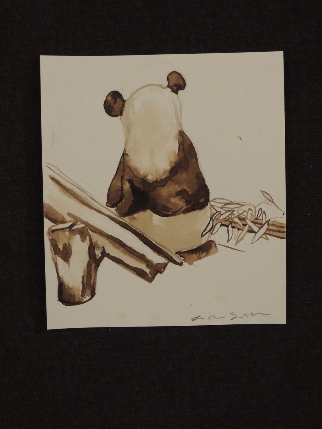 Walnut Ink Drawing of a Panda Bear - Etsy