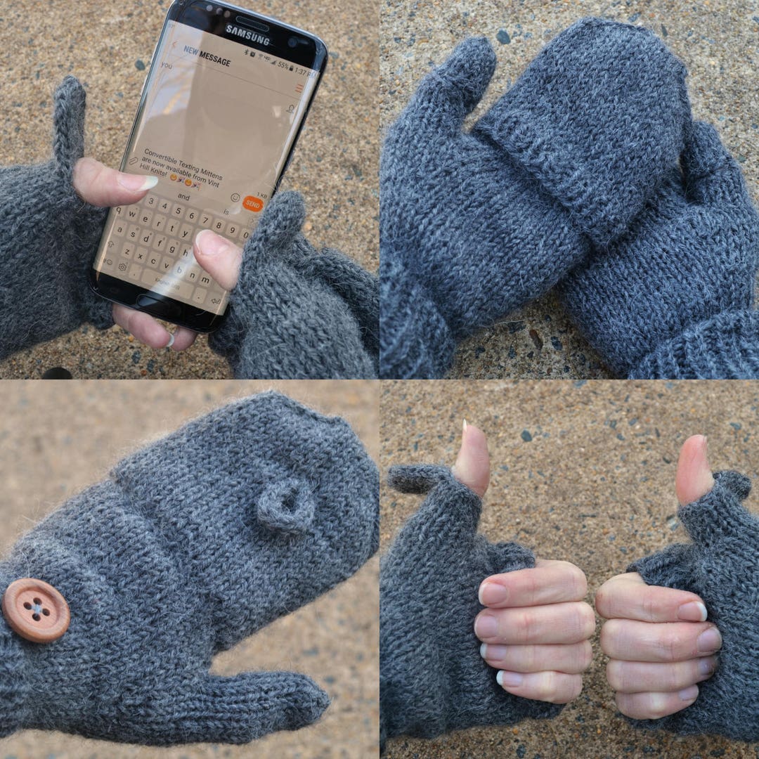 Convertible Texting Mittens PDF Knitting Pattern by Vint Hill Knits - Etsy
