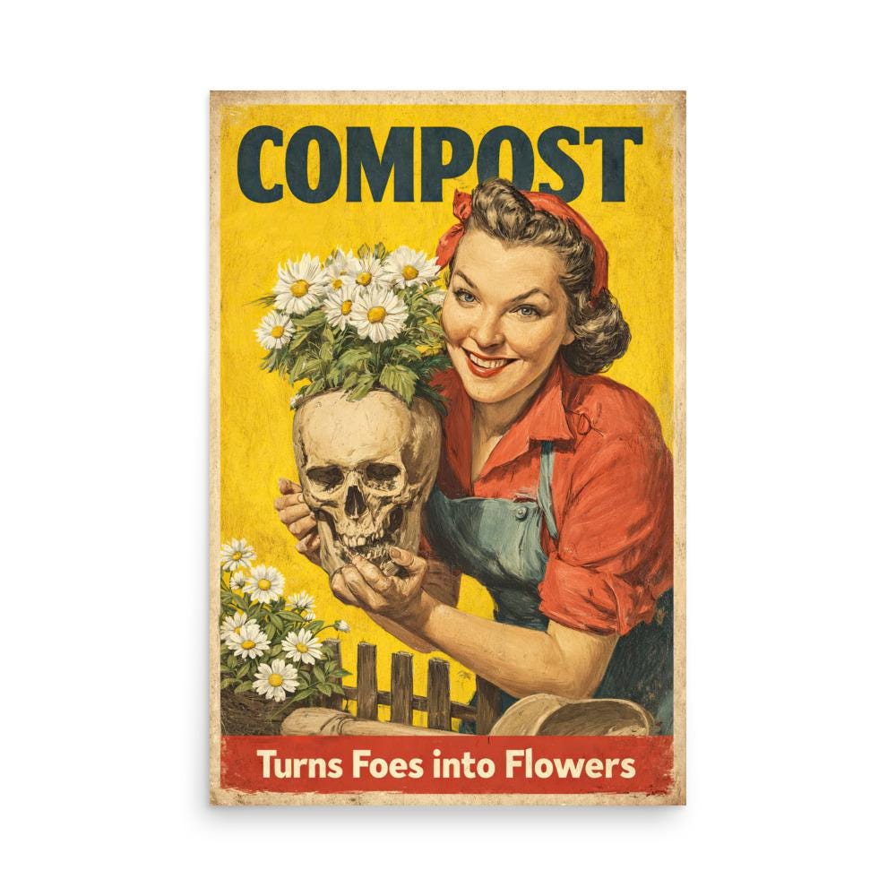 Retro Gardening Poster, Funny Cottagecore, Funny Vintage Wall Art ...