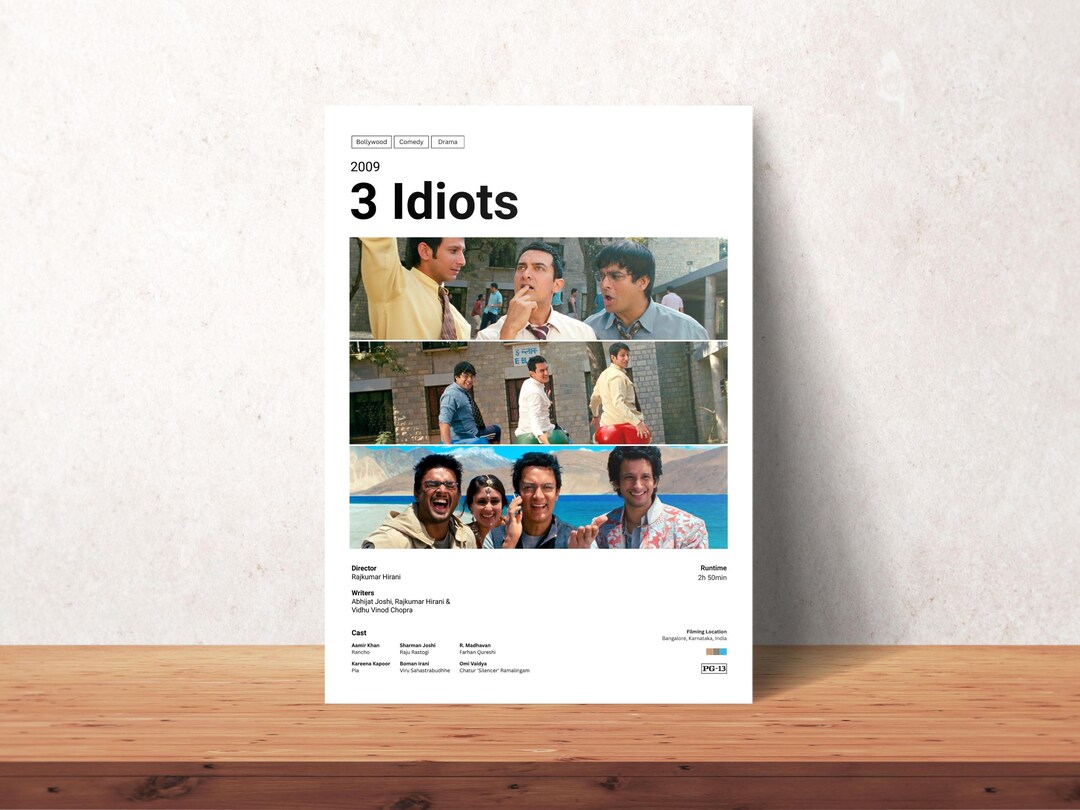 3 Idiots Movie Poster | Bollywood Wall Decor | Digital Print - Etsy