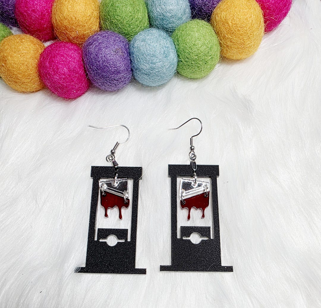 Guillotine Earrings, Gothic Horror Jewelry, Activist Statement Earrings ...