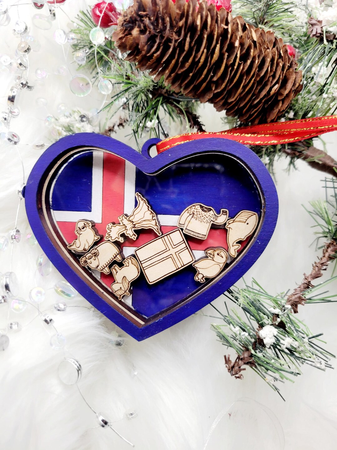 Icelandic Flag Icons Shaker Ornament, Icelandic Doodle Ornament, Travel ...